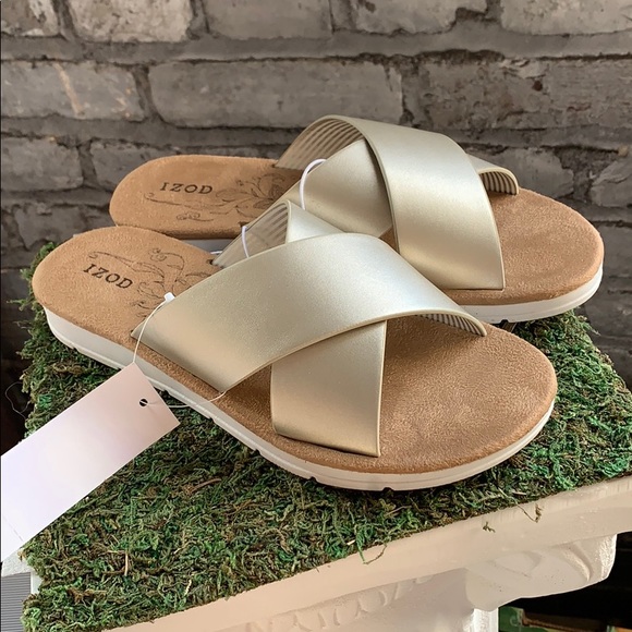 Izod | Shoes | Nwt Womens Izod Slide Alyssa Gold White Sandal | Poshmark